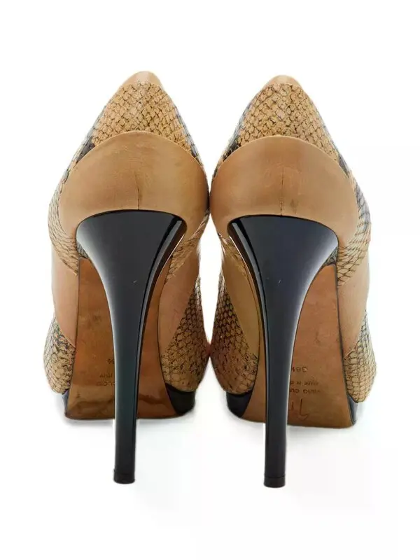 GIUSEPPE ZANOTTI Snakeskin-embossed Peep-toe Pumps