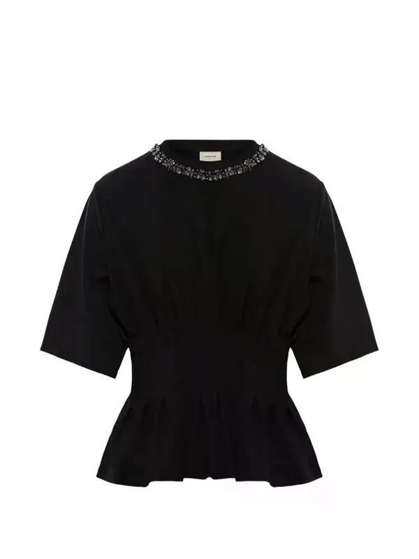 GESTUZ Gnizez Crystal-embellished T-shirt - Black
