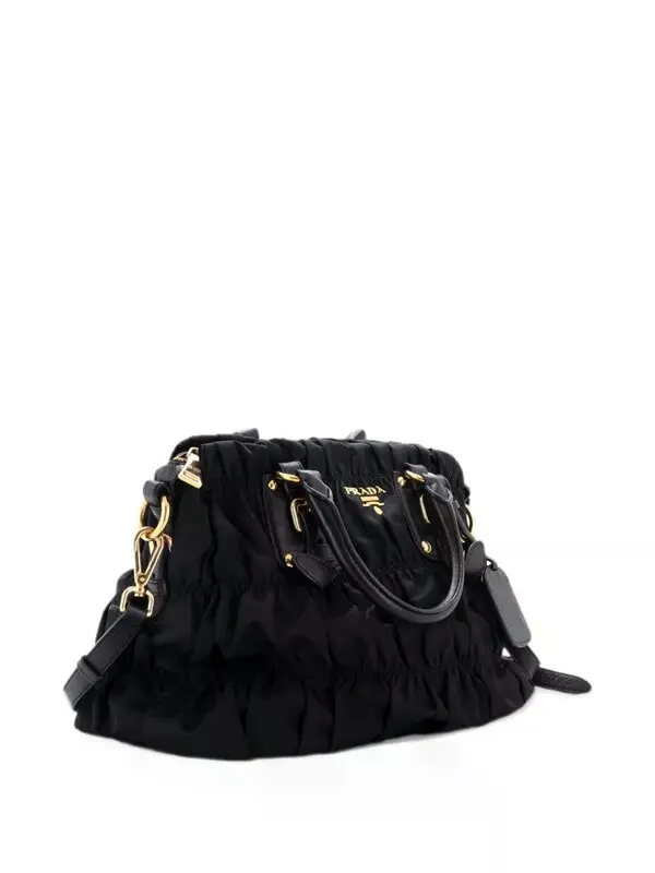 Prada Gaufre Convertible Leather And Tessuto Large Tote Bag