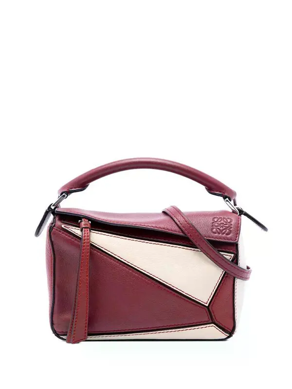 Loewe 2019 Mini Bicolor Calfskin Puzzle Satchel - Red
