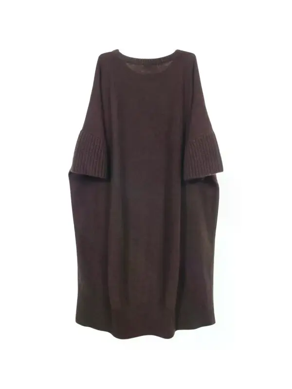 Hermès 2010s Ribbed-knit Midi Dress - Brown