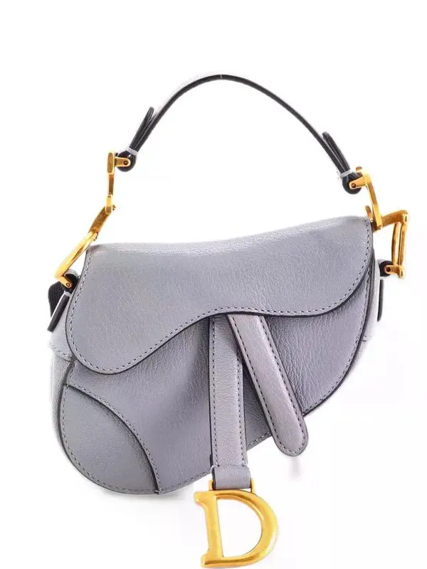 Dior Saddle Handbag Leather Micro Satchel - Grey