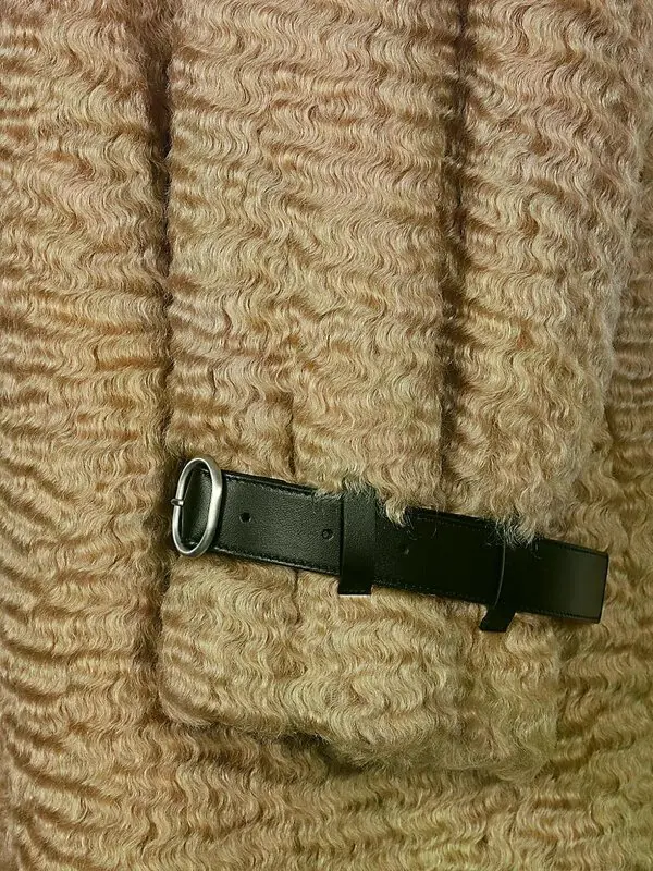 JIL SANDER Belted-neck Mohair-blend Coat - Neutrals