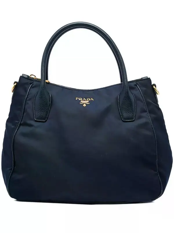 Prada 2000-2013 Saffiano Trimmed Tessuto Satchel - Blue