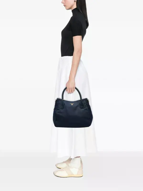 Prada 2000-2013 Saffiano Trimmed Tessuto Satchel