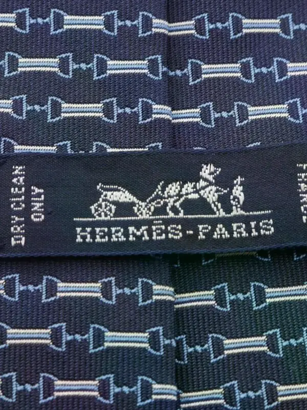 Hermès 2010s All-over Pattern Tie - Blue