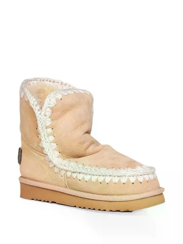 Mou Crochet-stitch Sheepskin Snow Boots