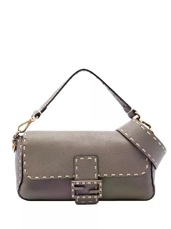 Fendi 2010-2026 Medium Leather Selleria Baguette Satchel