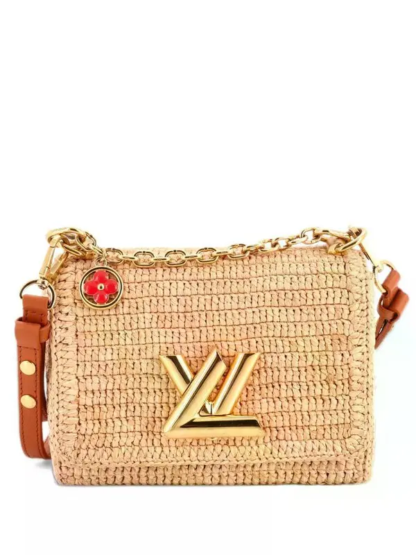 LOUIS VUITTON Twist Slim Convertible Handbag Raffia Pm Shoulder Bag - Neutrals