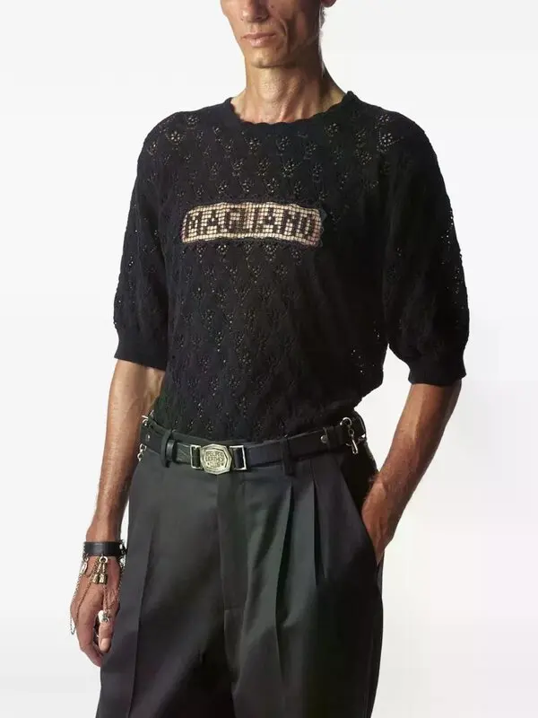 MAGLIANO Lace-knit Logo-patch T-shirt