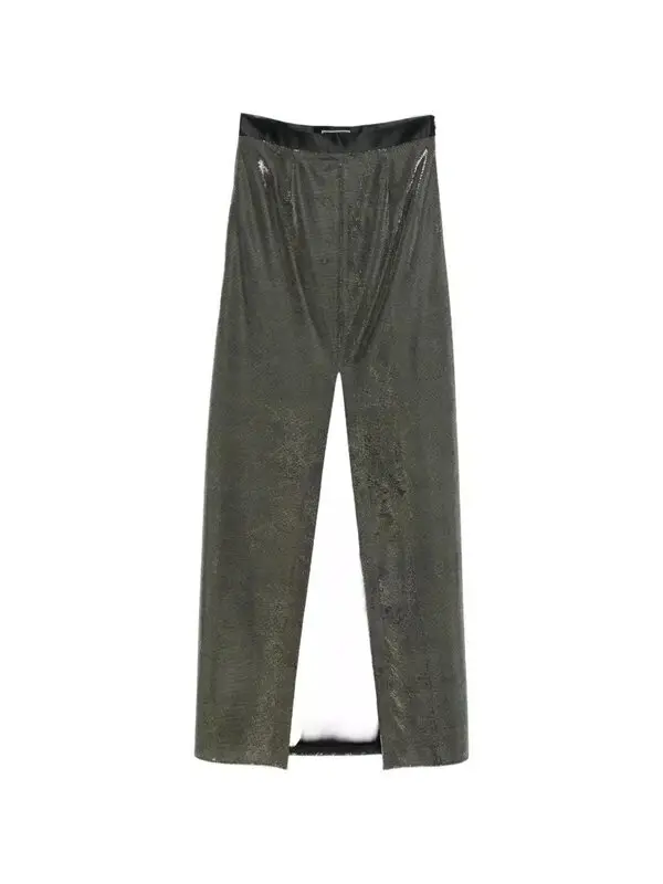 STYLAND Front-slit Metallic Maxi Skirt - Grey