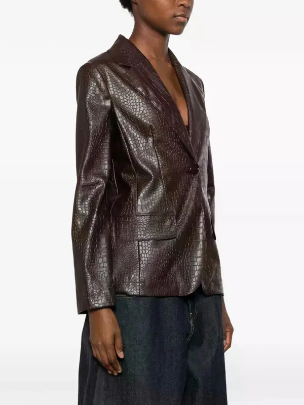 CARLA G. Croc-effect Single-breasted Blazer