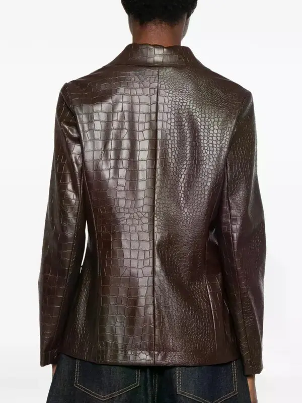 CARLA G. Croc-effect Single-breasted Blazer