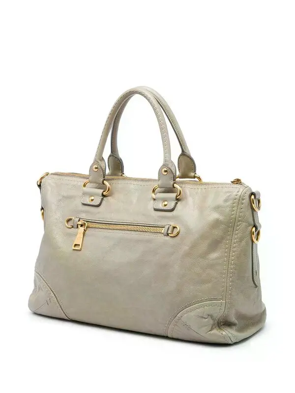 Prada 2010-2026 Vitello Shine Bauletto Zip Top Satchel