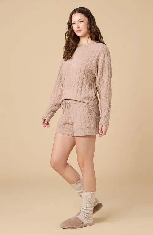 SOFTIES Cable Knit Marshmallow Crew Neck With Shorty Set - Coco