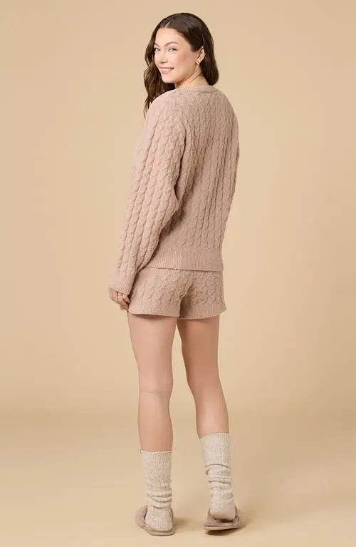 SOFTIES Cable Knit Marshmallow Crew Neck With Shorty Set - Coco