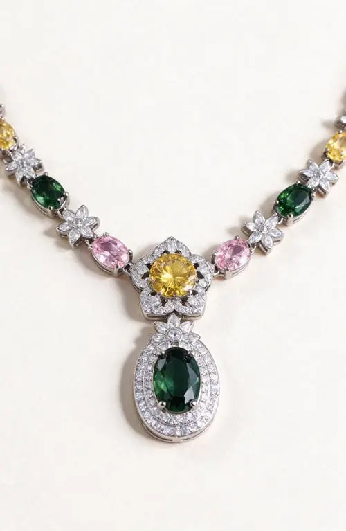 MODENAIRE Crystal Oval Pendant Necklace And Earring Set