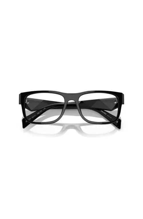 Prada 55mm Rectangle Optical Glasses - Black