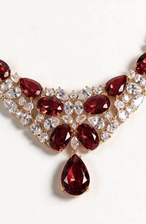 MODENAIRE Floral Statement Necklace And Drop Earring Set