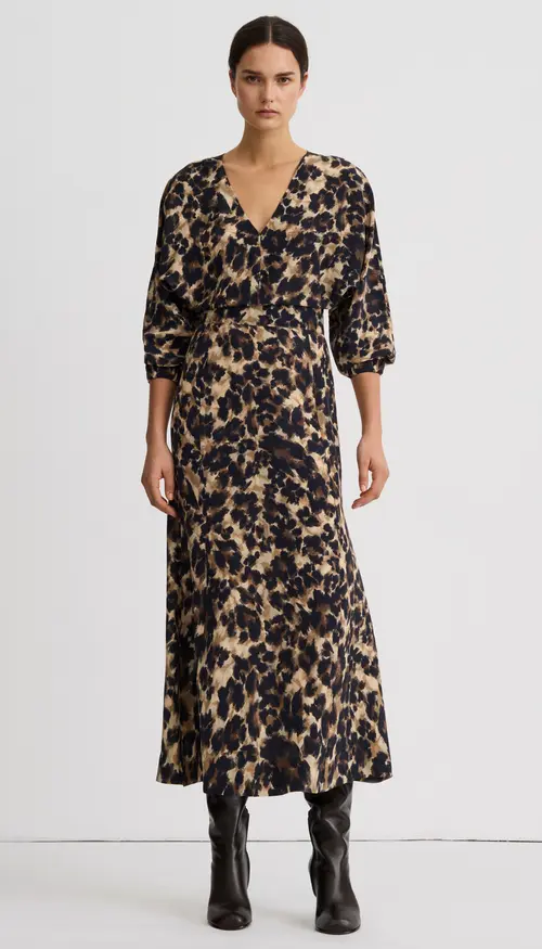 Smythe V-neck Flounce Hem Dress