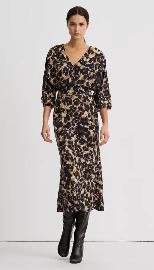 Smythe V-neck Flounce Hem Dress