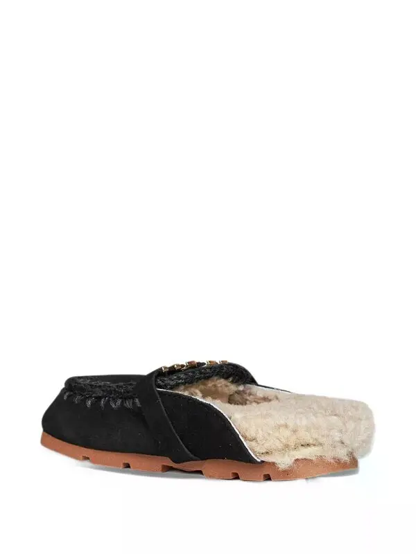 Mou Winter Bio Crochet-stitch Sheepskin Flat Mules