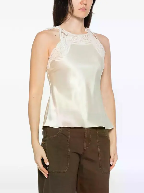 Ermanno Scervino Lace-trim Silk Top