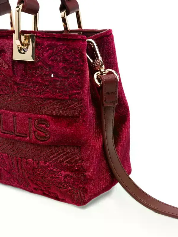 MARC ELLIS Wendi Logo-embroidered Velvet Shoulder Bag