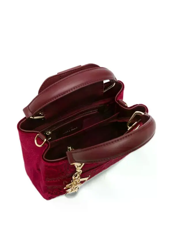 MARC ELLIS Wendi Logo-embroidered Velvet Shoulder Bag