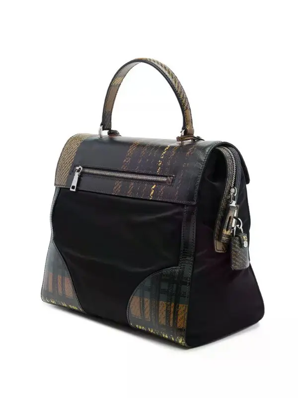 Prada 2010-2026 Tartan Saffiano Trimmed Tessuto Satchel
