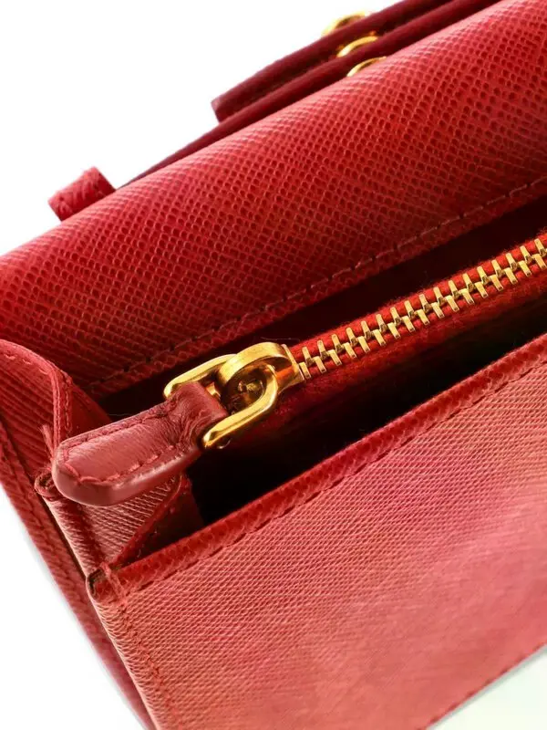 Prada Flip Lock Wallet On Chain Clutch Saffiano Leather Small Shoulder Bag