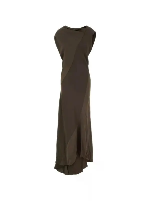 Alberta Ferretti Satin Draped Maxi Dress