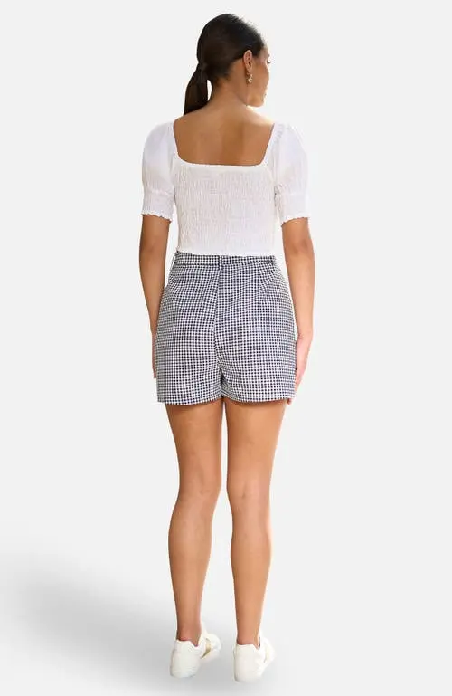 YUMI Cotton Shirring Puff Sleeve Top