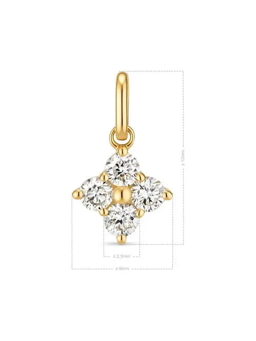 DEVATA Clover Lab Grown Diamond Pendant With Cable Chain Necklace In 14k