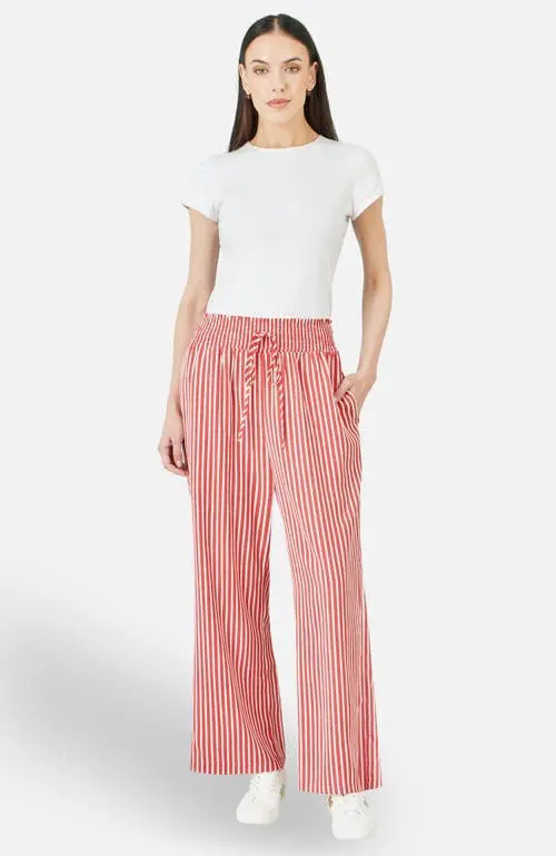 YUMI Stripe Relaxed Trousers - Red