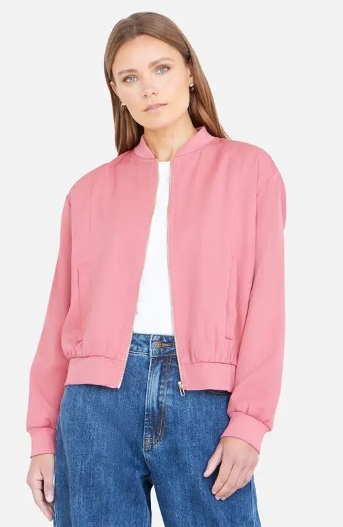 YUMI Relaxed Lightweight Bomber Jacket - Pink