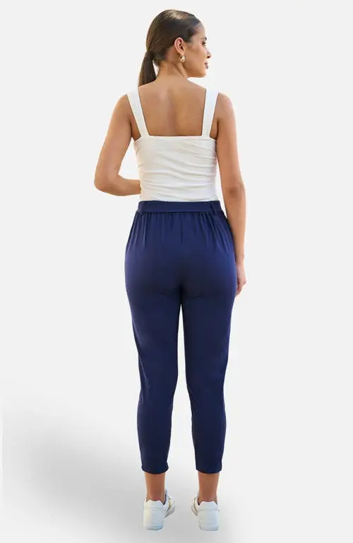 YUMI Stretch Tie-waist Capri Cropped Pants