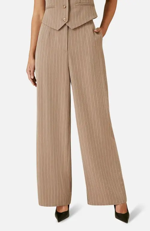 YUMI Pinstripe Wide Leg Trousers