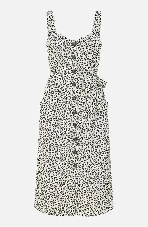 YUMI Printed Button Through Midi Dress