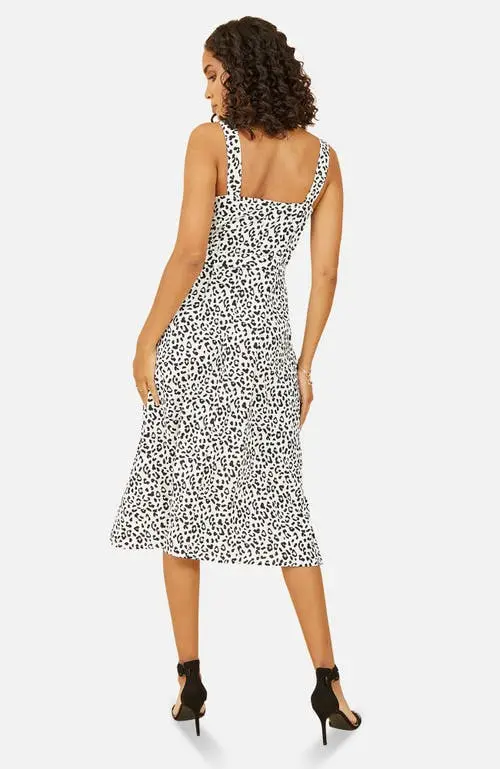 YUMI Printed Button Through Midi Dress
