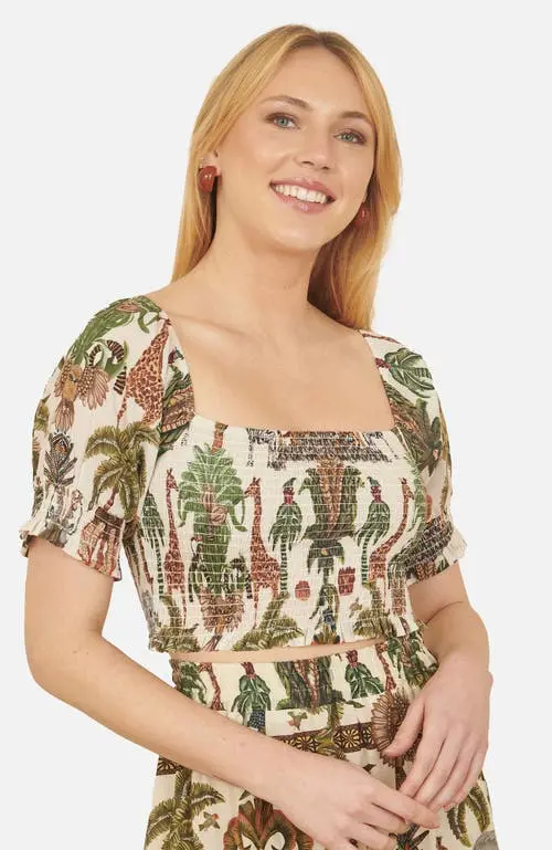 YUMI Safari Ruched Crop Top