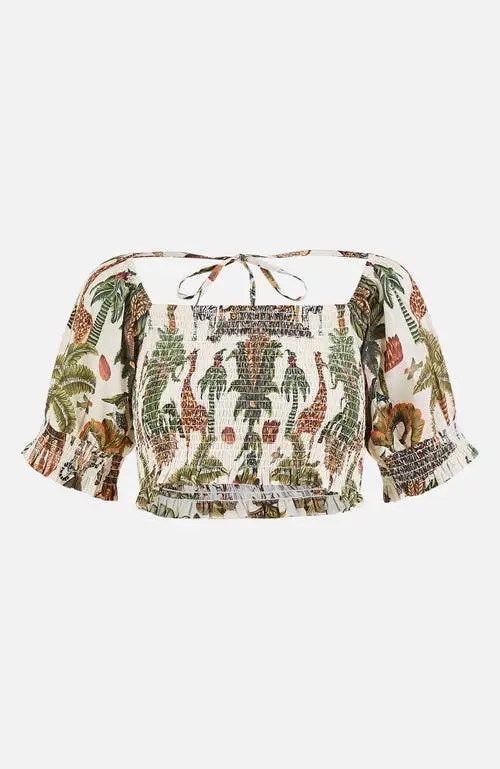 YUMI Safari Ruched Crop Top