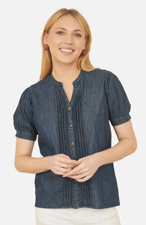 YUMI Chambray Pleated Denim Shirt