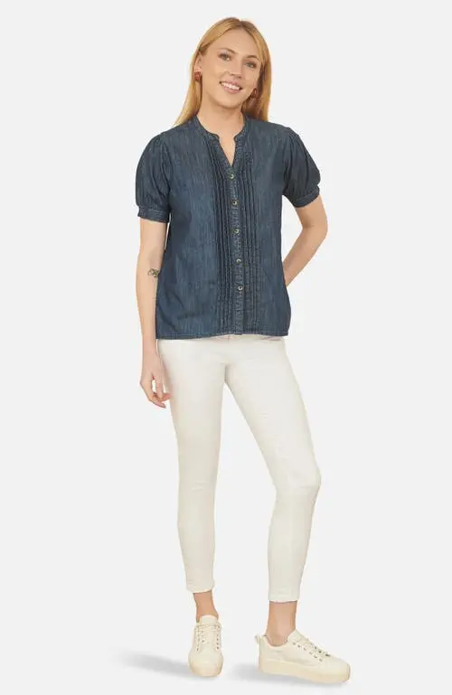 YUMI Chambray Pleated Denim Shirt