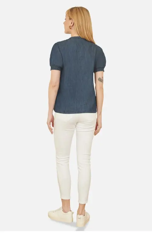 YUMI Chambray Pleated Denim Shirt