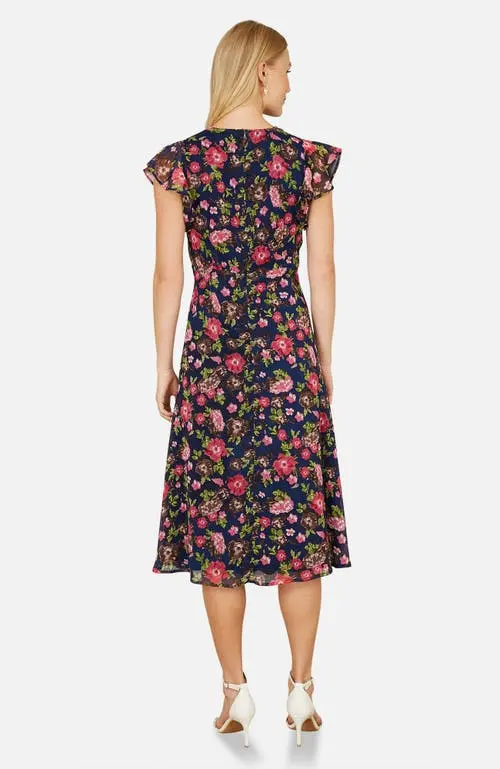 YUMI Floral Midi Skater Dress
