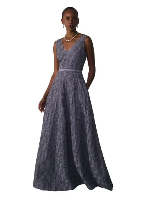 The Fold Lorenne Maxi Lace Gown - Grey