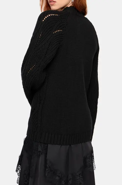 DISTURBIA Melrose Lace Cable Knit Sweater