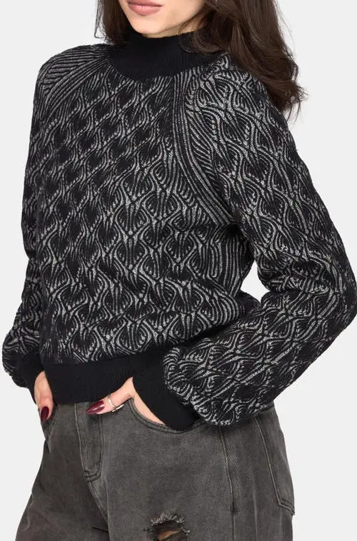DISTURBIA Edna Cotton Ribbed Funnel Neck Jumper