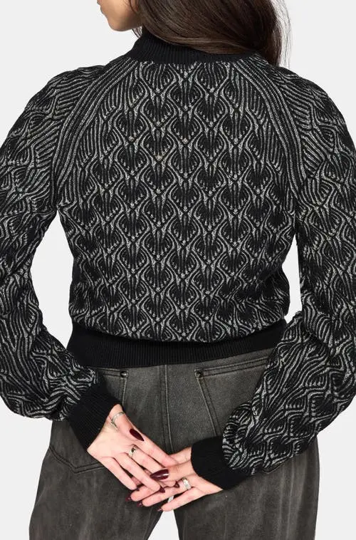 DISTURBIA Edna Cotton Ribbed Funnel Neck Jumper